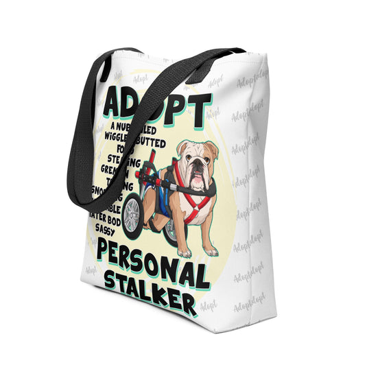 "Adopt A Personal Stalker" Male English Bulldog Tote Bag – Adorkabulls